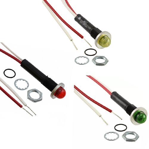6091M5-12V - LED Panel Mount Indicator Green .380" Hi-Dome 12V Wire ...